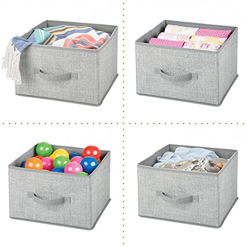 mDesign Fabric Bin for Cube Organizer - Foldable Cloth Storage Cube - Collapsible Closet Storage Organizer - Folding Storage Bin for Clothes and More - Lido Collection - 4 Pack - Gray