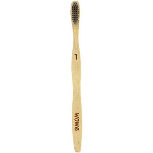 Wowe Lifestyle Natural Organic Bamboo Toothbrush Wood, Ergonomic Biodegradable Handle, Soft BPA Free Bristles, Pack of 4 (Celebrate)
