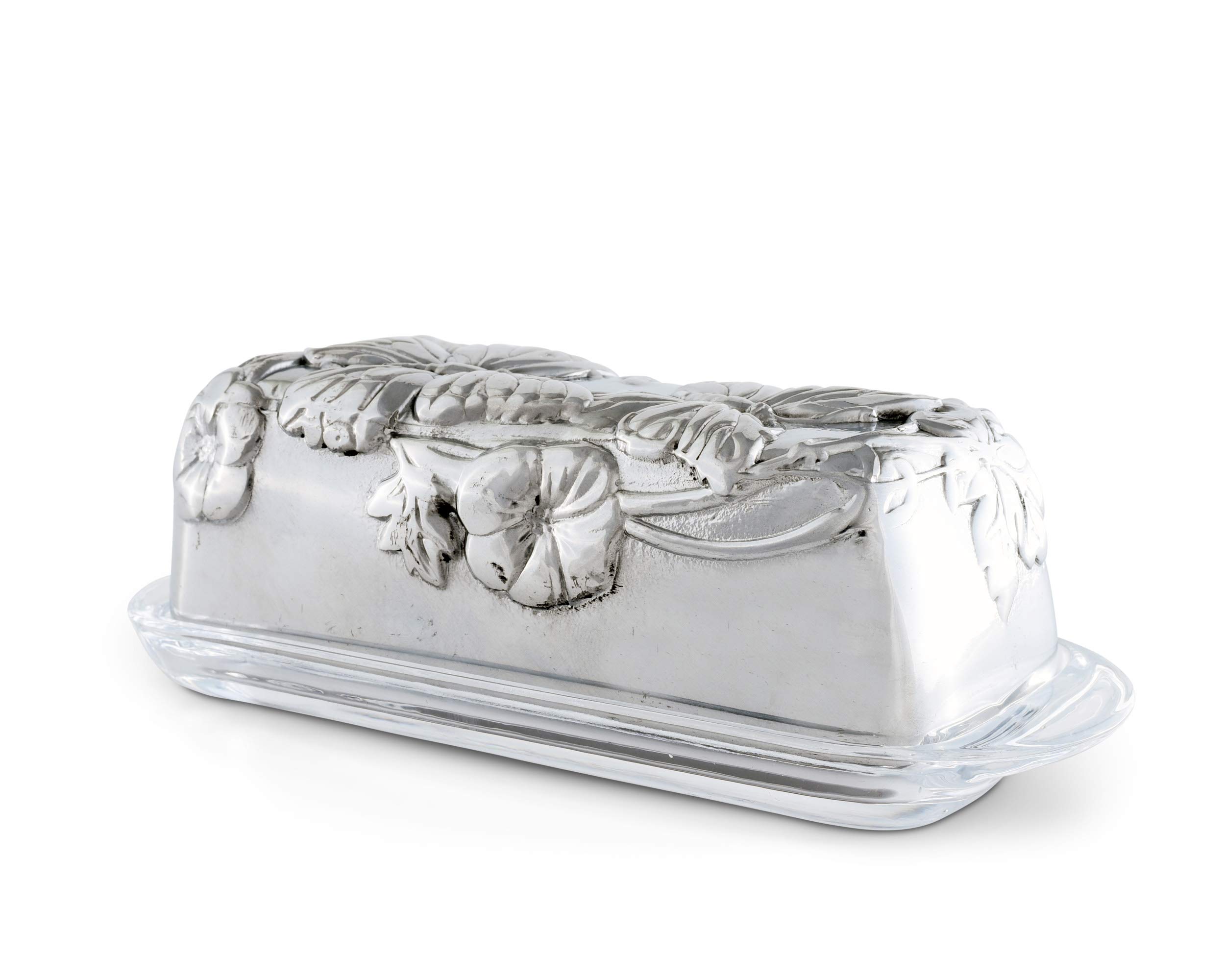 Arthur Court Designs Aluminum Butterfly Covered Butter Cream Cheese Dish Container Keeper with Glass Dish 7 inch Long
