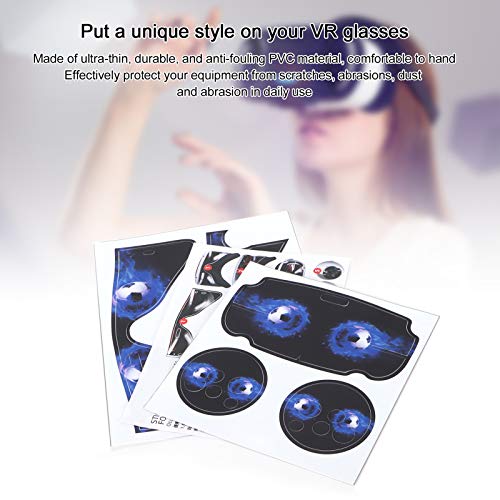 Mxzzand Durable, VR Glasses Protective Sticker, Stickers and Wiping Cloth, Ultra‑Thin, Scrapesproof, VR Headset Stickers, Wearproof,for Oculus Quest 2(Blue Flame Football)