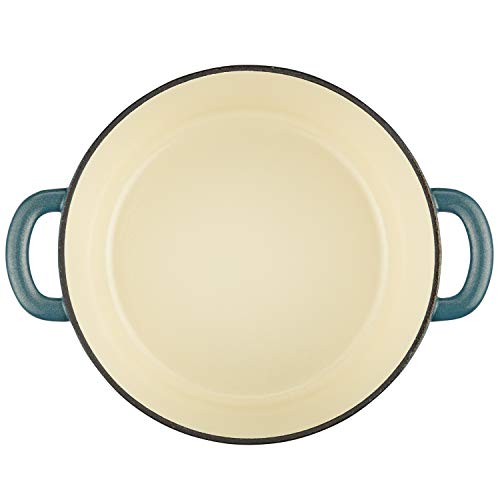 Ayesha Curry Cast Iron Enamel Casserole Dish/ Casserole Pan / Dutch Oven with Lid - 6 Quart, Twilight Teal