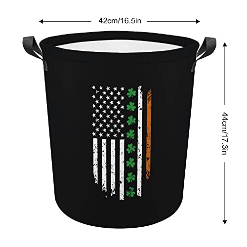 Irish American USA Flag Shamrock for St. Patrick's Day Oxford Cloth Laundry Basket with Handles Storage Basket for Toy Organizer Kids Room Nursery Hamper Bathroom