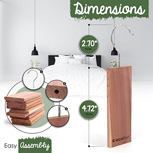 ecoKiwi Cedar Blocks for Clothes Storage - 20 Pack Cedar Hangers - Natural Cedar Wood for Closet Planks - Pet Safe Hanging Cedar Planks with Sandpaper - Scented Closet Freshener Protection & Control