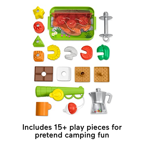 Fisher-Price HCK56​​ Laugh & Learn 3-in-1 On-The-Go Camper - UK English Edition, Musical Push-Along Walker and Activity Center for Infants and Toddlers, Multicolor, 52.8 cm*34.5 cm*50.4 cm