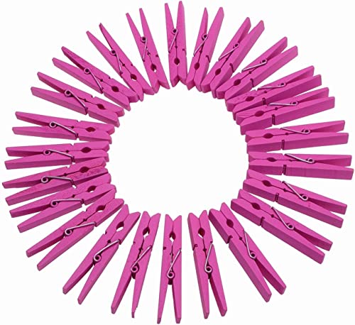 Colorful Wood Clothespins Color Wooden Clothes Pins Photo Paper Peg Pin Craft Clips 2.9",24pcs (Green) (Hot Pink)