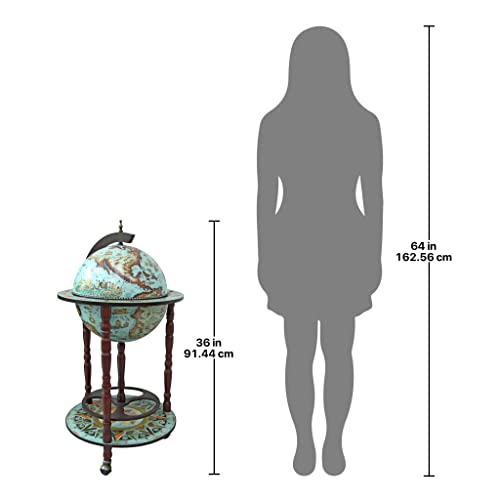 Design Toscano Sixteenth Century Cielo Replica Globe Bar Liquor Cabinet, 18 Inches Wide, 18 Inches Deep, 36 Inches High, Blue Finish