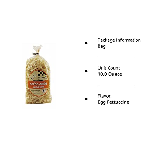 Al Dente Carba-Nada Egg Fettuccine 10 Ounce (Pack of 1) Bag