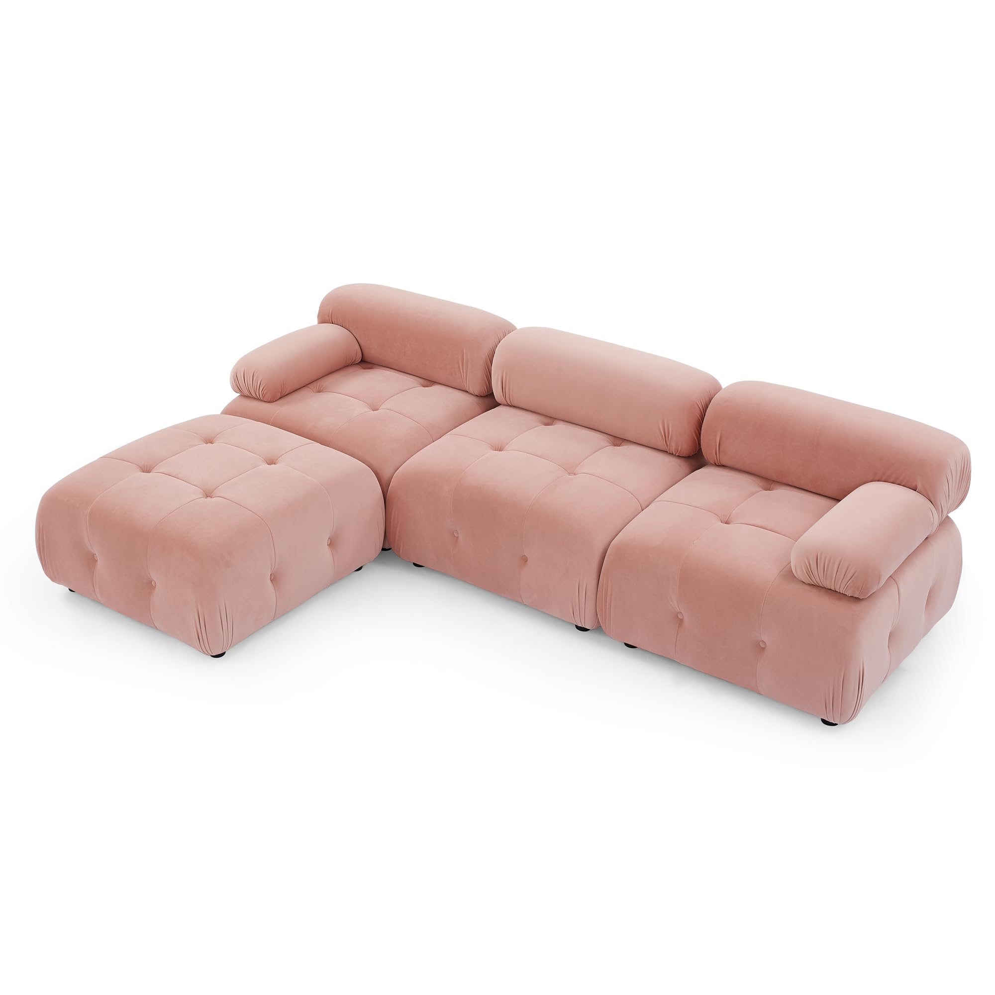 Beyetsea Cloud Modular Sectional Sofa,Cloud Modern Pink Velvet Plush Sectional Sofas Couch Modernos para Sala 2024 Bubble Couches for Living Room Bedroom Apartment (Pink Velvet )