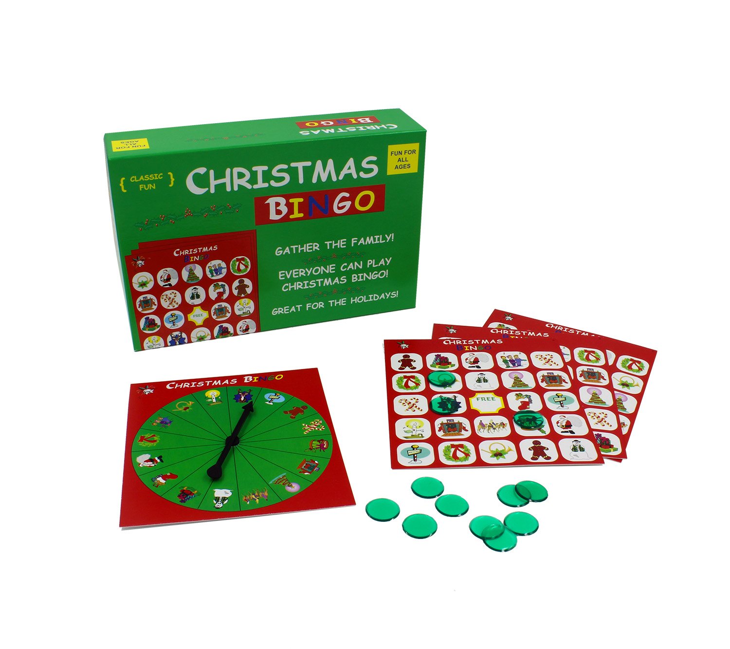 Christmas Bingo - The Original and Classic Version-Have a Very Merry Christmas with Our Popular Christmas Bingo Game, Complete with Bingo Game Cards, Real Bingo Chips and a Bingo Spinner!
