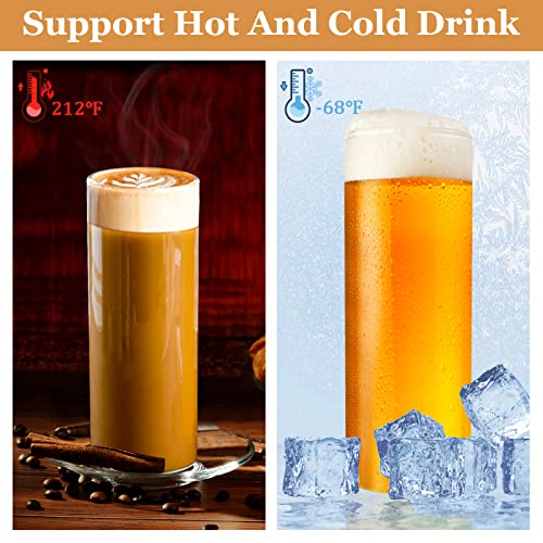 Glass Cups with Lids and Straws, 20 OZ Drinking Glasses with Bamboo Lids, Can Shaped Glass Cups, Reusable Clear Iced Coffee Cups for Smoothie, Juice, Milk, Whiskey, Soda, Tea, Water- 2 Pack