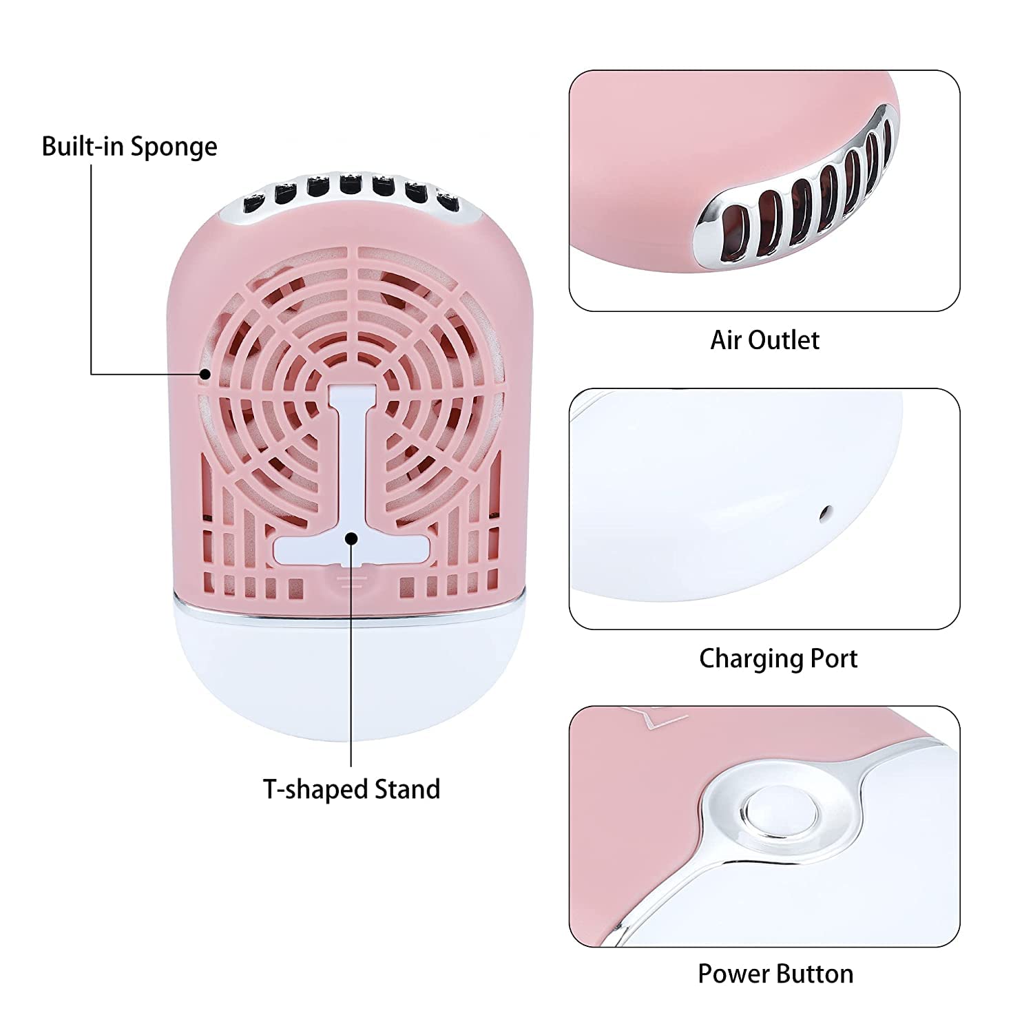 AFOUNDA USB & Mini Portable Fan + Lash Shampoo Brushes + Economy Plastic Squeeze Bottle, Rechargeable Electric Handheld Air Conditioning Cooling Refrigeration Fan For Eyelash(Pink)