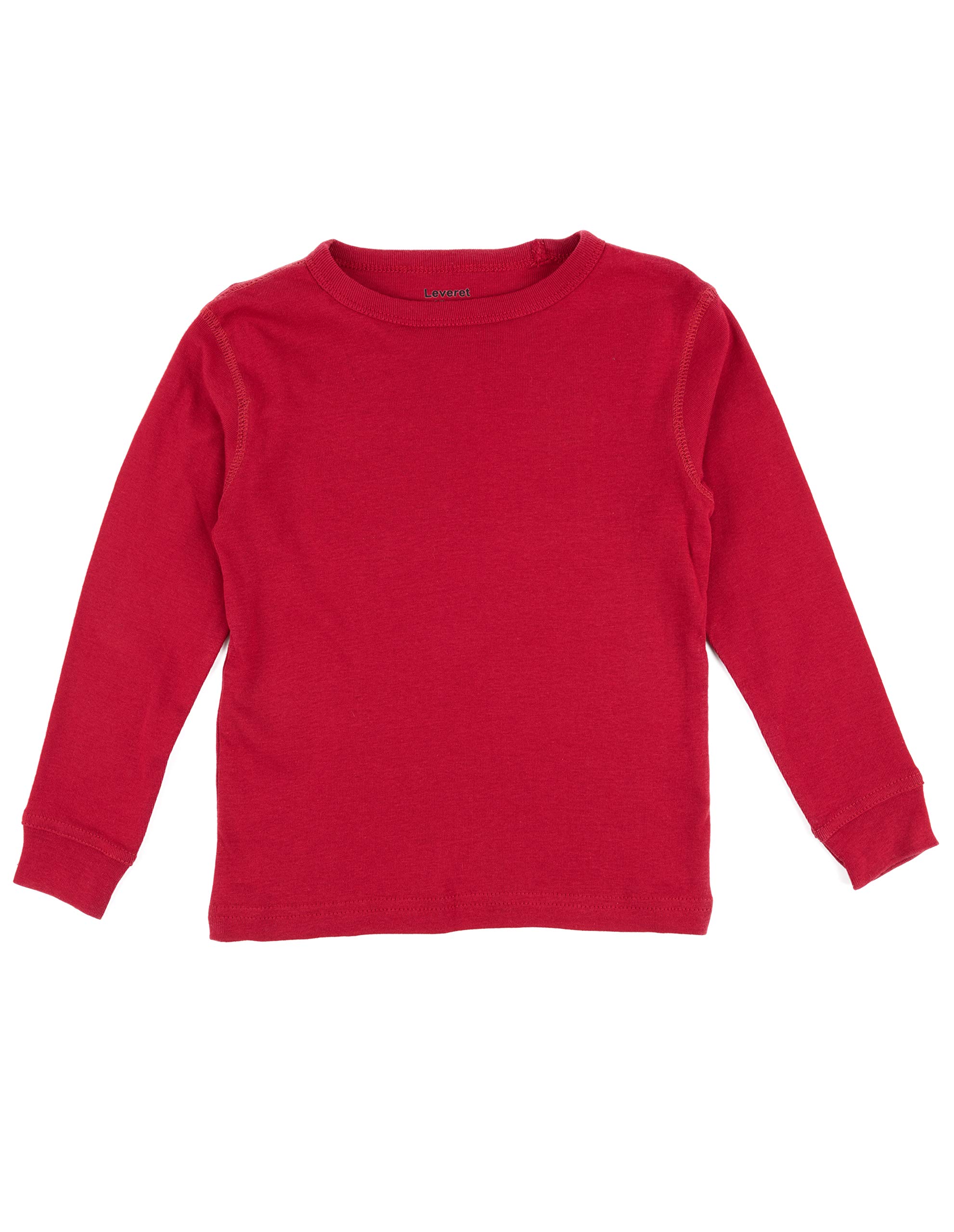 Leveret Long Sleeve Solid T-Shirt 100% Cotton (6 Years, Red)