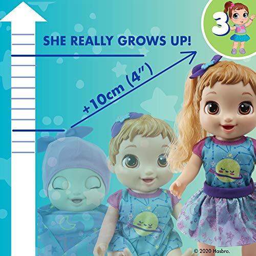 Baby Alive Baby Grows Up (Dreamy) - Shining Skylar or Star Dreamer, Growing and Talking Baby Doll, Toy with 1 Surprise Doll and 8 Accessories, Blue
