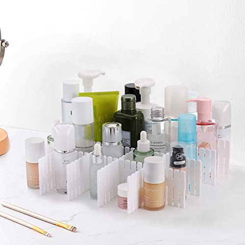 Foraineam 48Pcs Drawer Dividers, Adjustable DIY Grid Dividers White Storage Organizer Separator, Socks Underwear Scarves Makeup Drawer Organizer Divider for Dresser Bedroom Office Kitchen Storage
