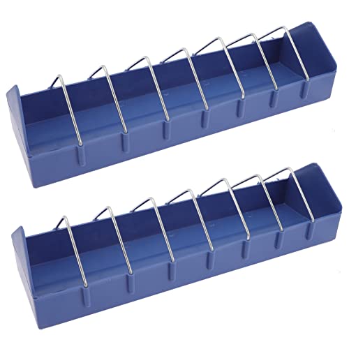 Happyyami Goat Feeder Cattle Feed Trough 2pcs Pigeon Feeder Slot Container Fowl Feeding Dish Bird Storage Trough Food Dispenser Pigeon Cage Supplies 40CM Blue Horse Water Buckets Small Container