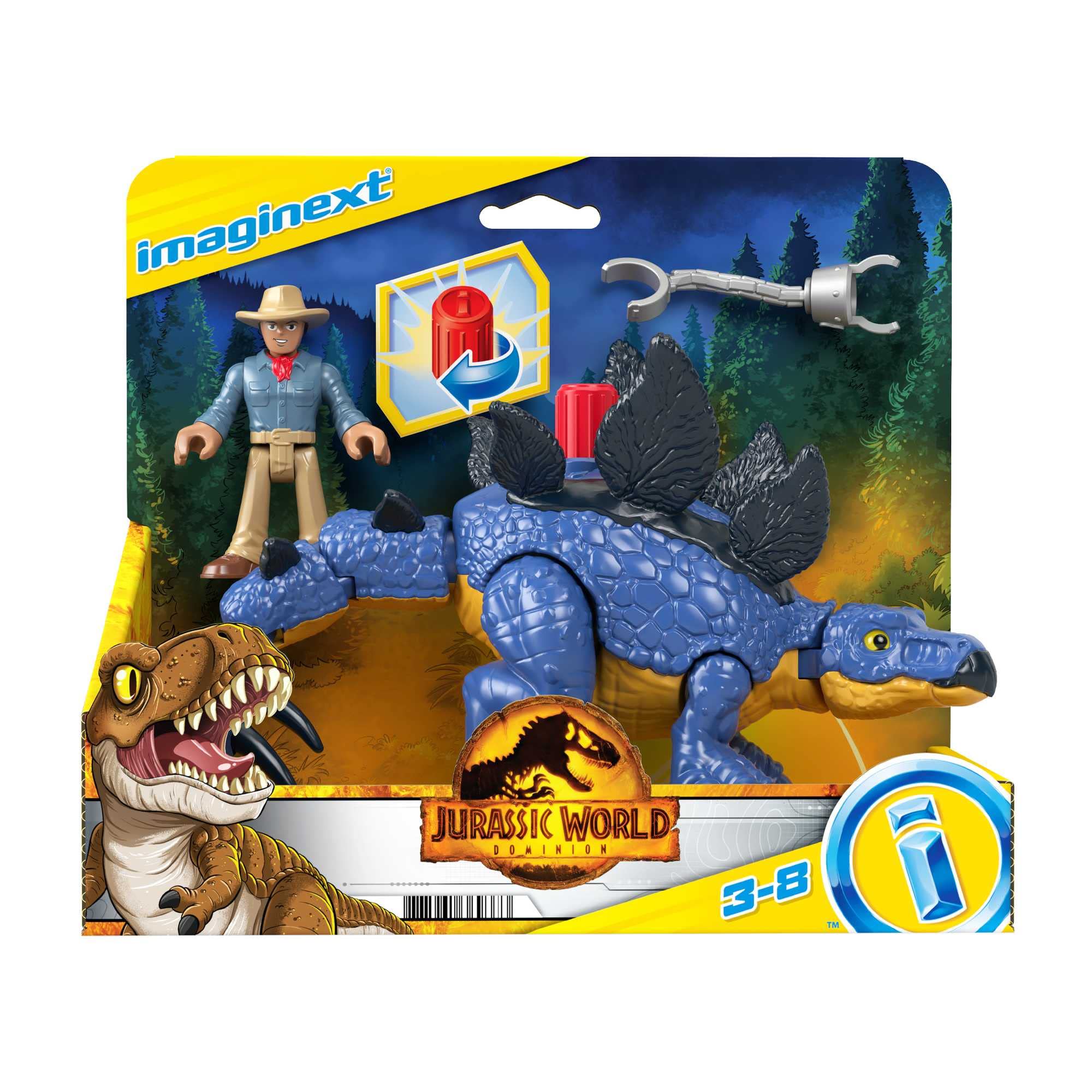 Fisher-Price Imaginext Jurassic World Dinosaur Toy Stegosaurus & Dr. Alan Grant Figure Set for Pretend Play Preschool Kids Ages 3+ Years