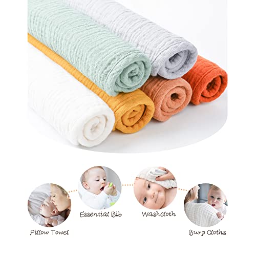 Konssy Muslin Baby Burp Cloths Sets for Unisex- 6 Pack Large 100% Cotton Burping Clothes for Newborn,Baby Girls and Boys