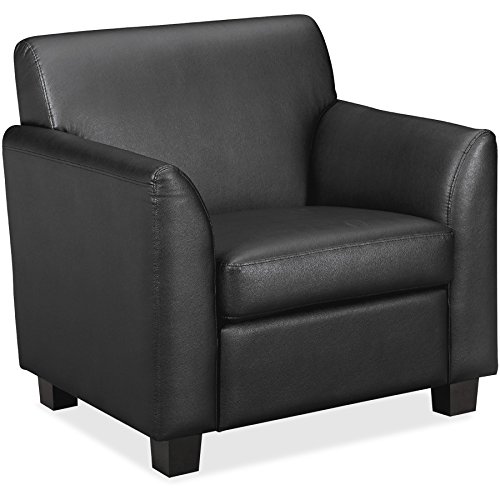 HON Tailored Soft Thread Leather Club Chair, Black