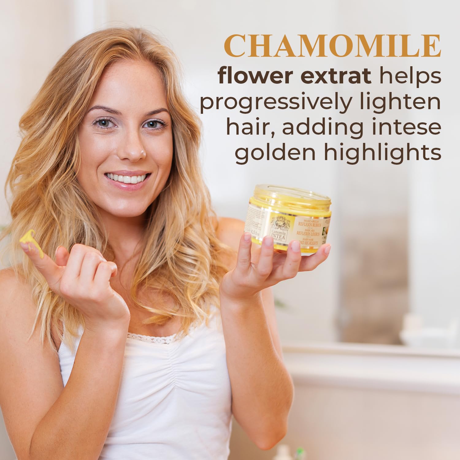 Intea Hair Mask for Blonde, Dyed or Rinsed Hair - 8.3 oz - Restores Damaged Highlights - Paraben and Ammonia Free - With Chamomile Extract