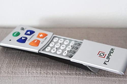 Flipper Big Button Universal TV Remote - Seniors, Elderly - Simple, Works TV & Cable - Favorite Channels - Learning - Supports IR Devices