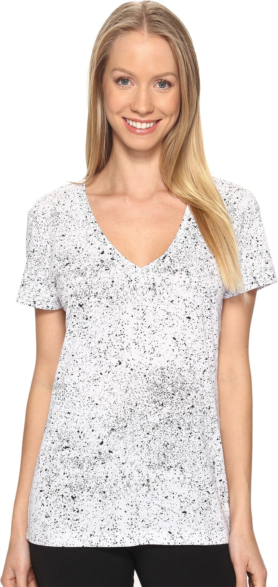 adidas Women's Athletics Flecks Deep V Neck Tee, White, Medium