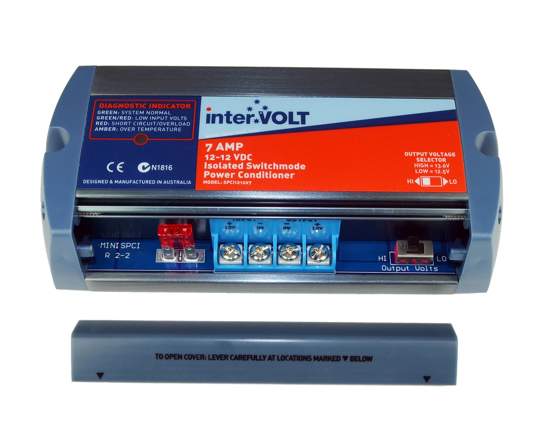 interVOLT 12V DC Stabilizer/Voltage Regulator/Power Conditioner/Battery Charger (10-16 VDC Input - 12.5/13.6 VDC Output) - Heavy Duty 7A DC-DC Isolated - Model SPCi121207