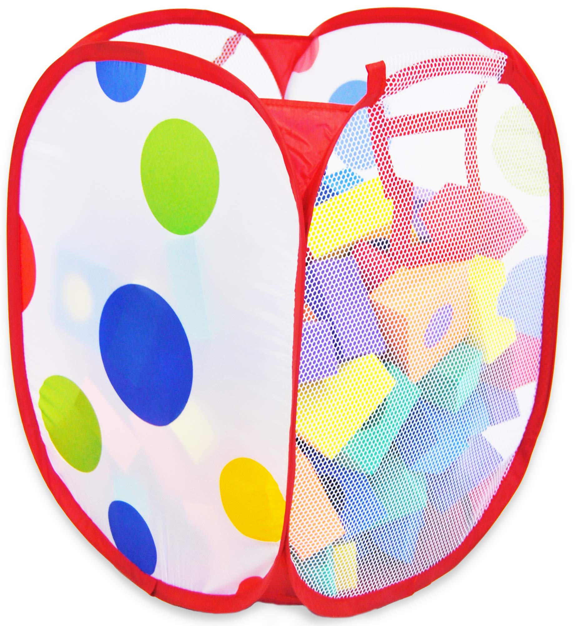 eWonderWorld 3 Piece Collapsible Fabric Hamper Pop up Laundry Basket Kids Polka Dot Theme Toy Storage Bin - Durable Hamper for Clothes and Toys, Basket for Nursery,Bedroom,Closet