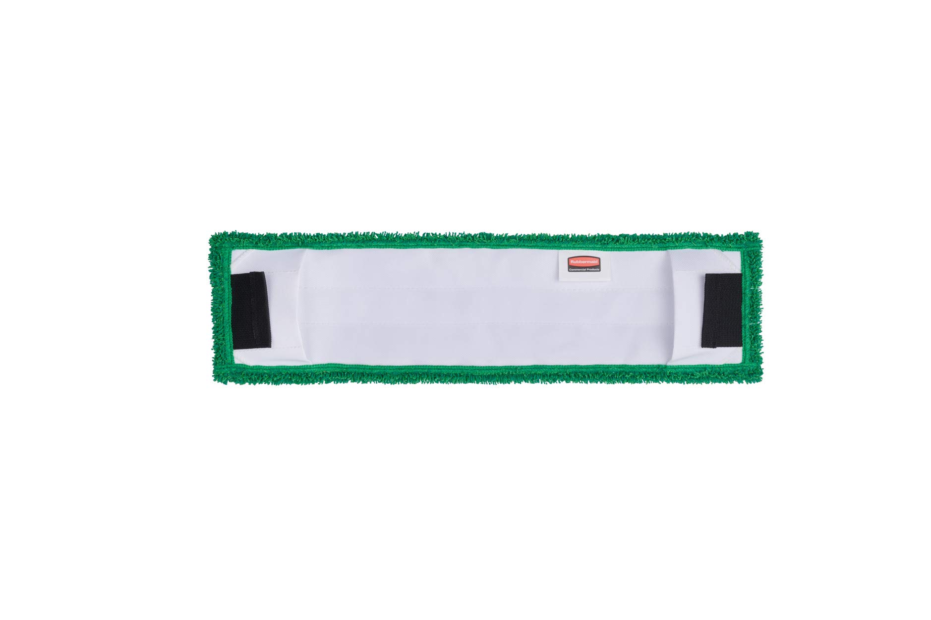 Rubbermaid Commercial Products 18 inch Adaptable Flat Mop Microfiber Pad, Green, for Janitorial/Professional Cleaners and Light-Duty Cleaning/Mopping with Tab/Pocket Functions