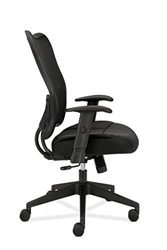 HON Wave Office Chair High Back Mesh Ergonomic Computer Desk Chair - Adjustable Arms & Pneumatic Seat Height, Synchro-Tilt Tension Lock Recline, Comfortable Cushion, 360 Swivel Rolling Wheels - Black