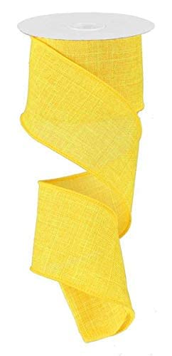 Solid Canvas Wired Edge Ribbon, 10 Yards (Yellow, 2.5 Inches)