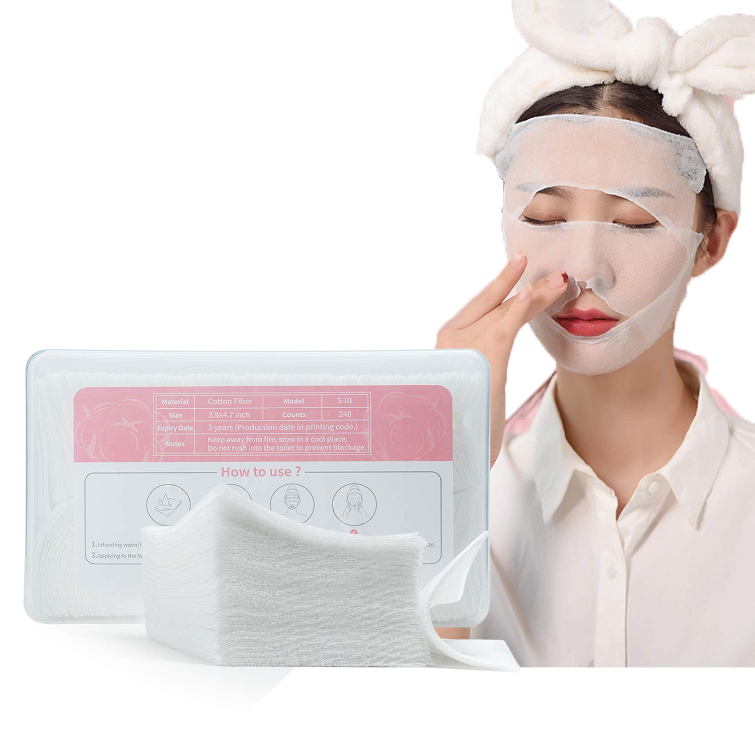 ALANDEN Stretchable Cotton Pads,Face Wet-Apply Bath Facial Soft Pure Cotton,Water-Saving Absorbent Cotton Rounds,For Face Makeup Removal Nail Polish Removal(200 Count)