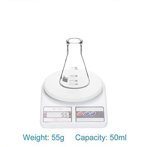 StonyLab 2-Pack Glass 50ml Heavy Wall Narrow Mouth Erlenmeyer Flasks with Heavy Duty Rim - (50ml Fits with StonyLab 4# Rubber Stopper)