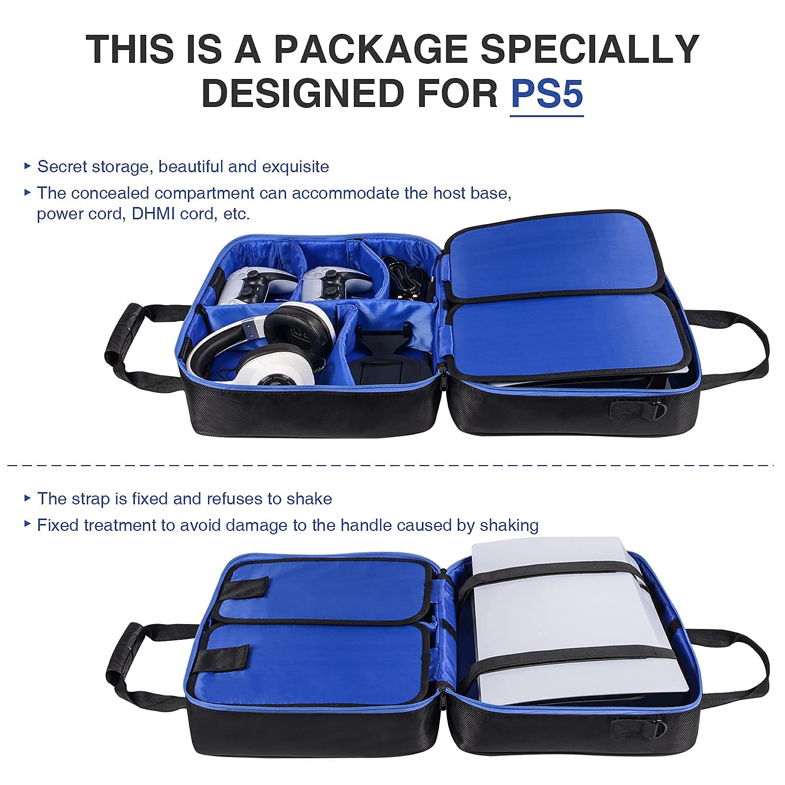 Storage Carrying Case for PS5 Accessories, Waterproof bag for Sony Playstation 5 Digital Edition/Ultra HD Game Consoles ,Storage Controllers, headset, base, remote control and cables.