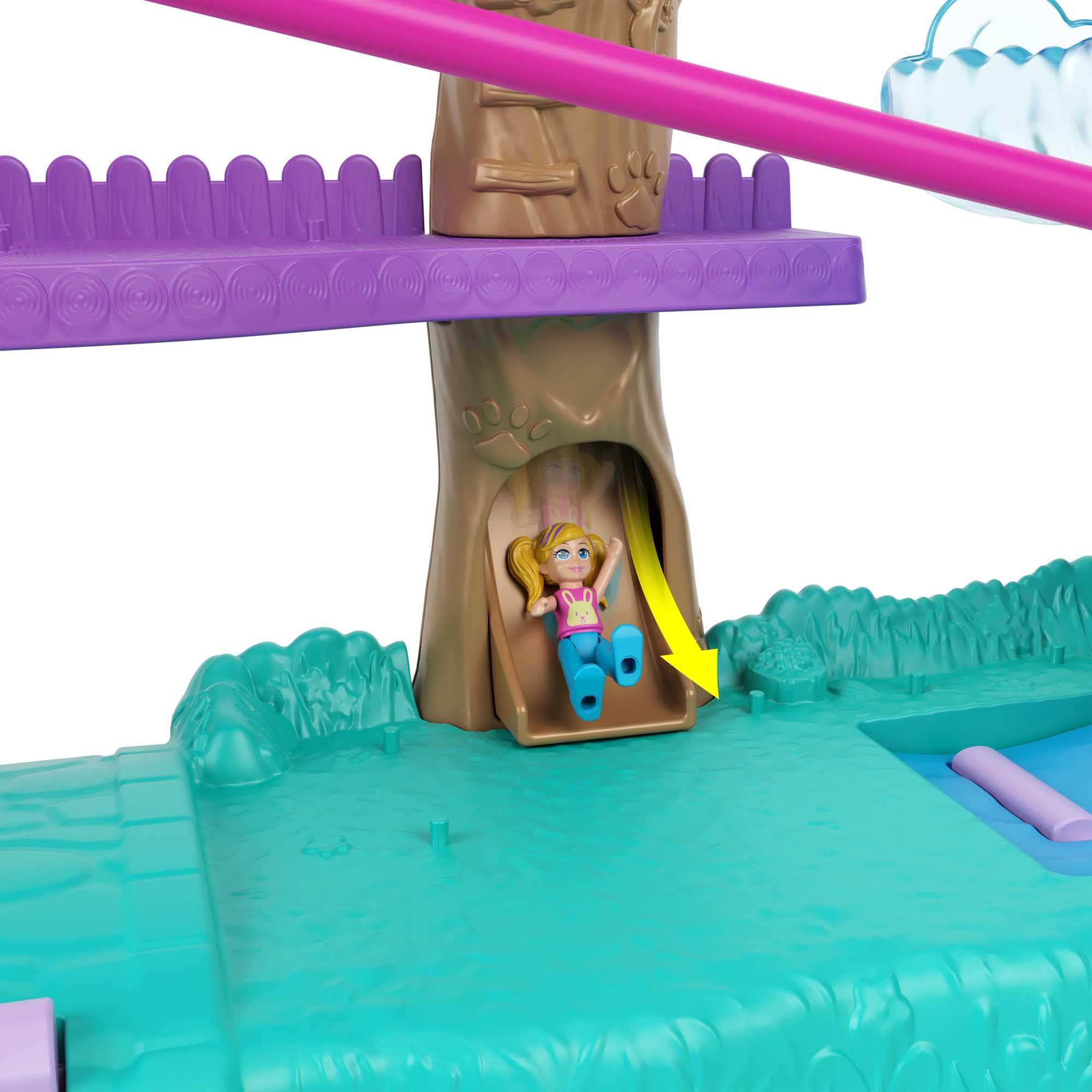 Polly Pocket Doll House with 2 Micro Dolls, Toy Car, Doll Furniture & 4 Pets, Expandable Pet Adventure House