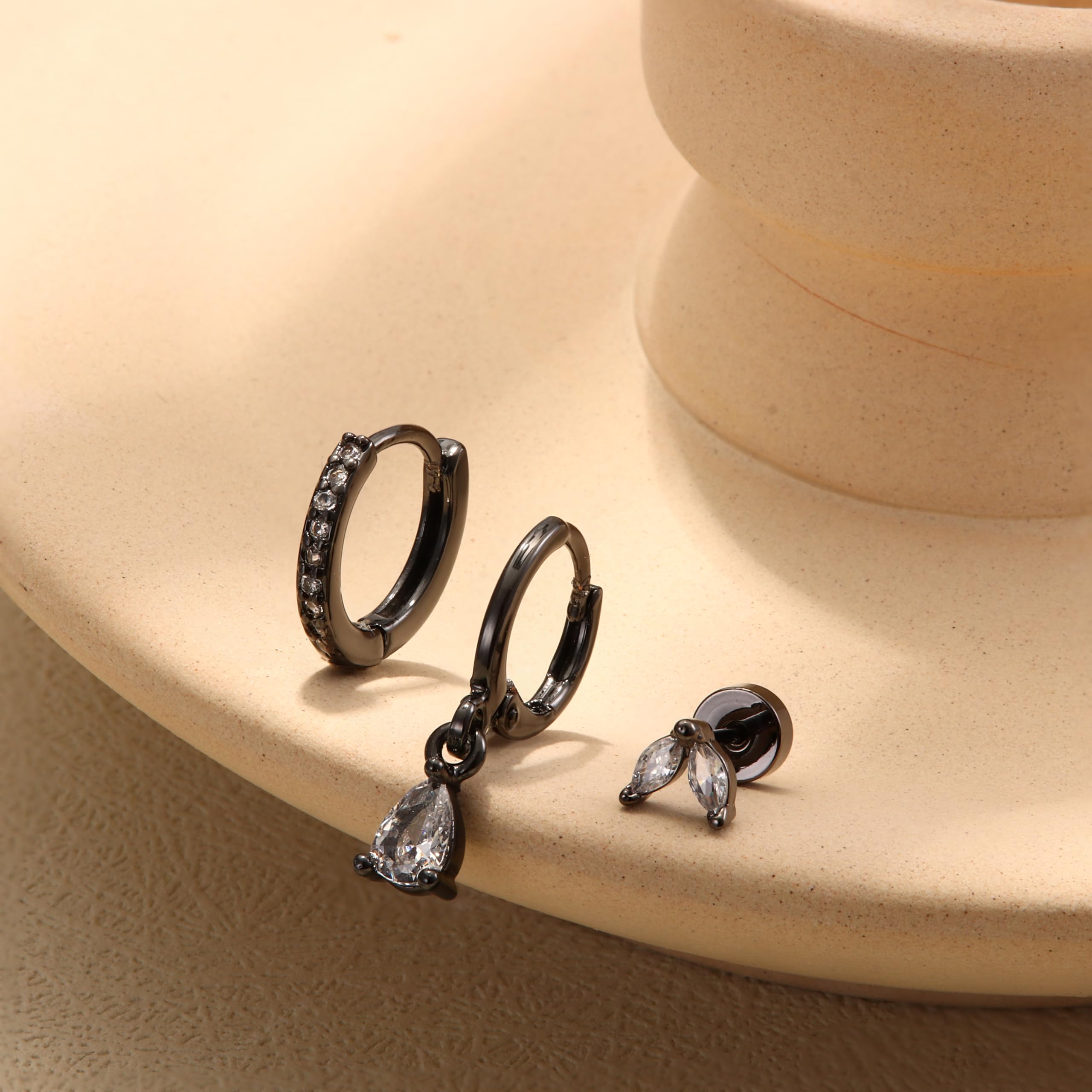 ADRAMATA 24Pairs Flat Back Stud Earrings for Women 20G Tiny Cartilage Earrings Stainless Steel Stud Earrings Set Comfortable Cartilage Piercing Screw Back Earrings Silver