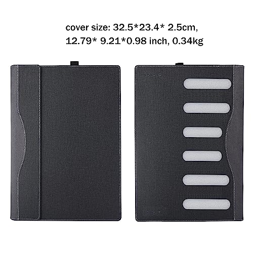 forubar Laptop Case Cover for Dell Inspiron 14 Plus 7430 7420 & Inspiron 14 Pro 5430 5420 7425 5425 [Not Other Models] Notebook Sleeve Computer Bag Protective PU Leather Shell (black)
