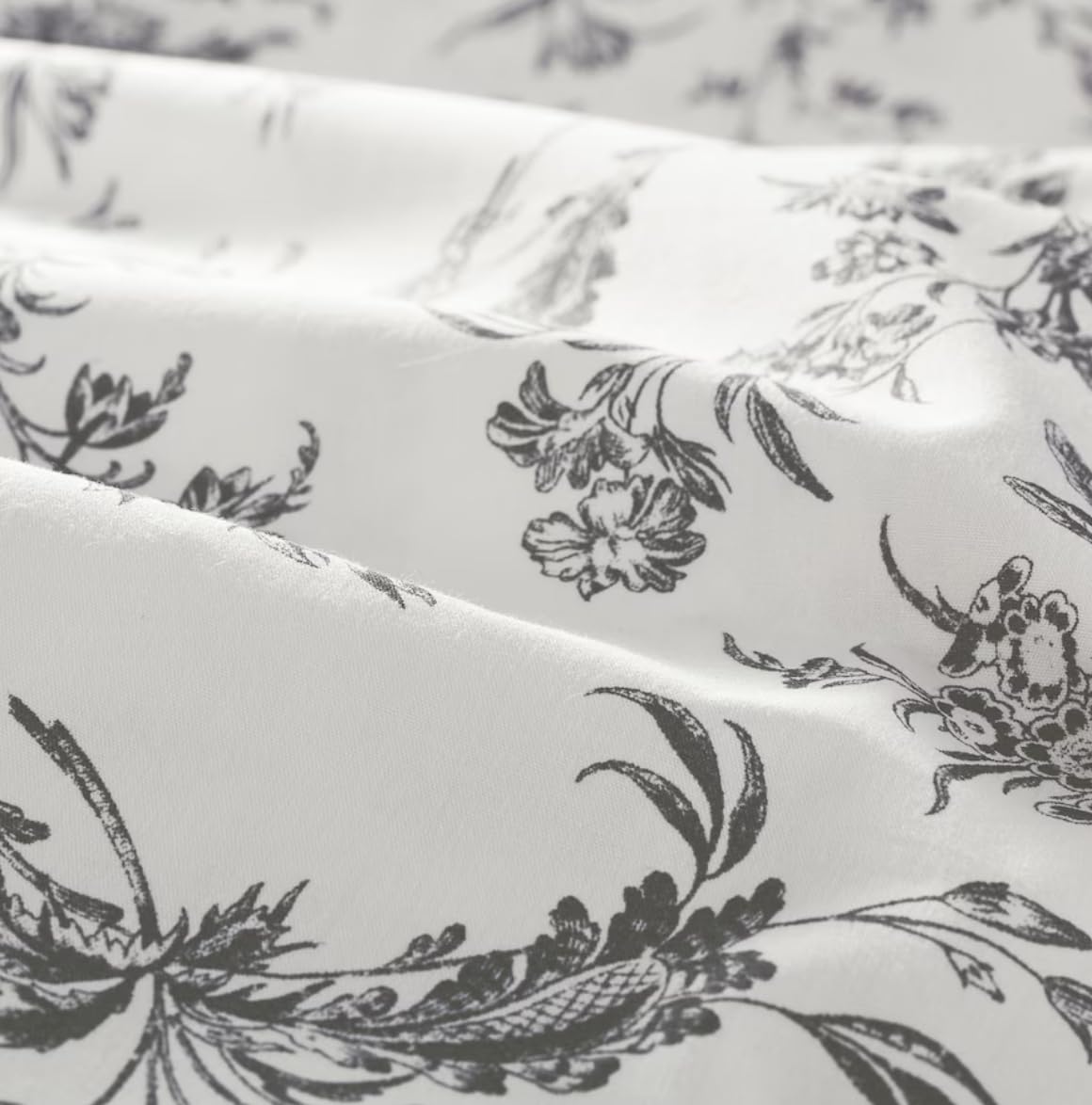 ALVINE KVIST Duvet Cover and Pillowcase, Cotton, Floral, White and Gray, King
