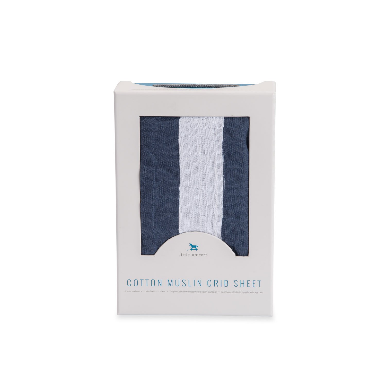 Little Unicorn Cotton Muslin Fitted Sheet - Navy Stripe