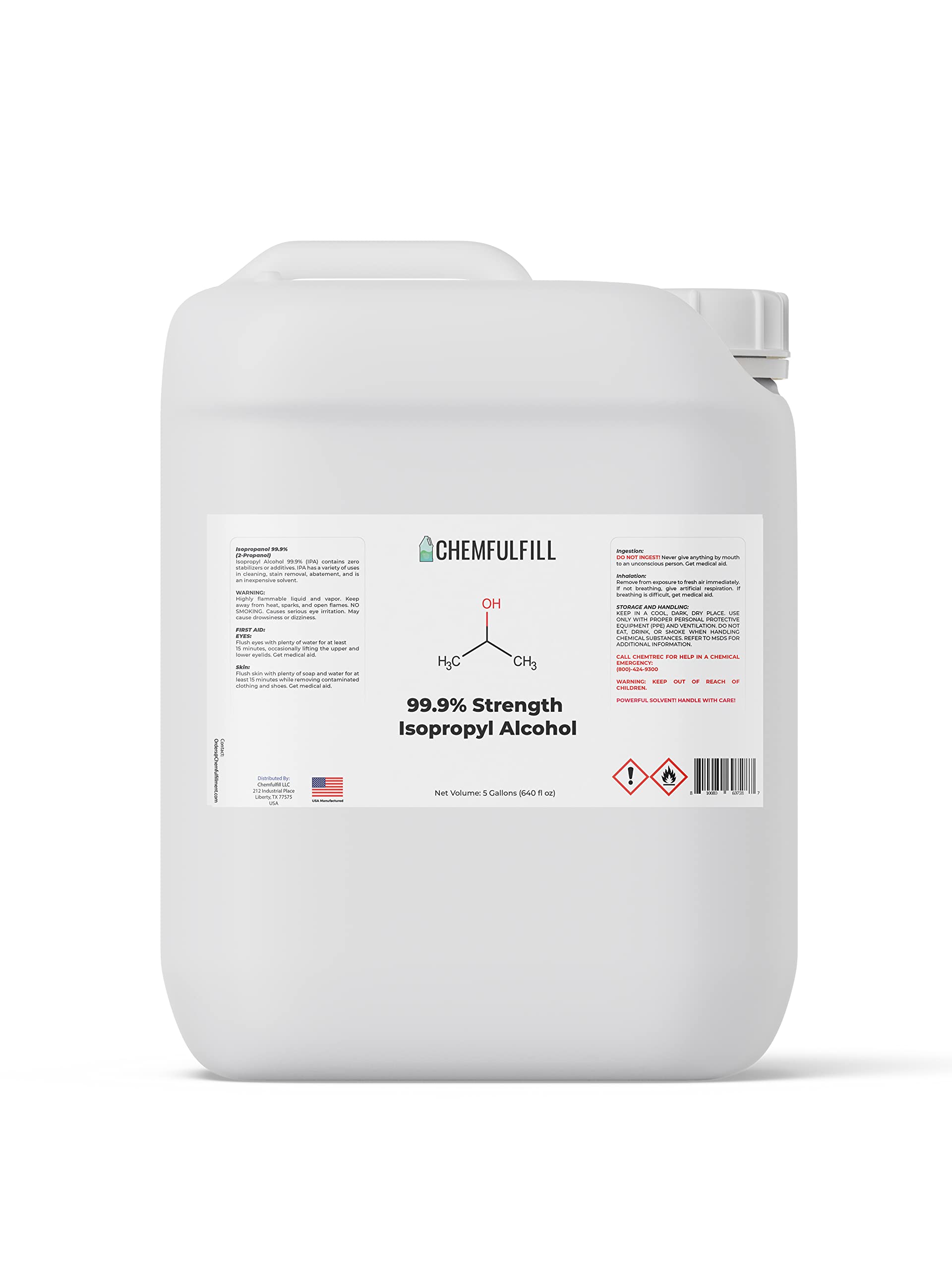 Chemfulfill Isopropyl Alcohol 99% - Highly Concentrated Isopropyl Alcohol 99.9% (Pint (16 fl oz))