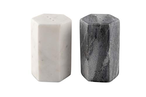 GoCraft Salt and Pepper Shakers | HandCrafted White and Black Marble Salt and Pepper Shakers