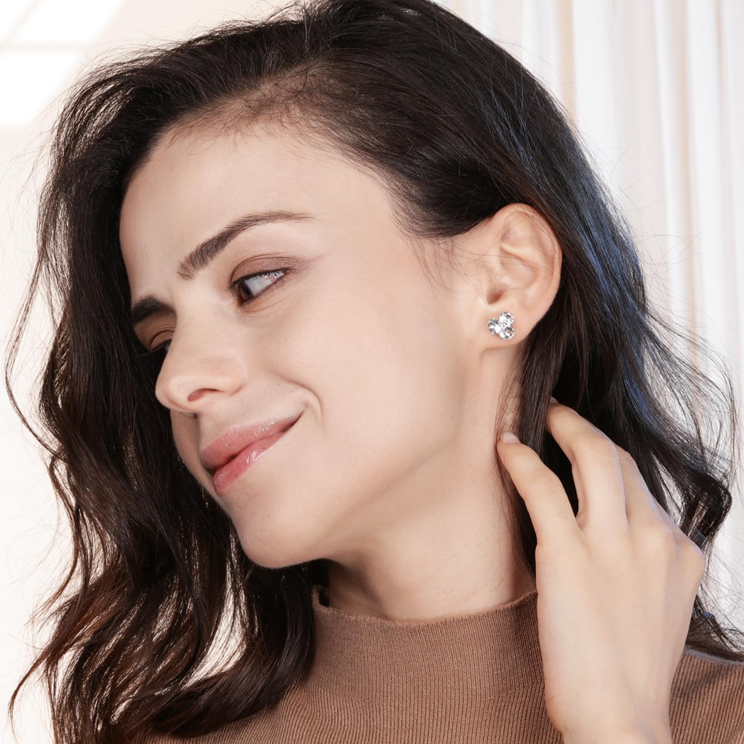 Chic Bijoux Birthstone Stud Earrings for Women, Handmade Earrings With 4 Austrian Crystals and 925 Sterling Silver, Gift for Her, Mom, Crystal Flower Jewelry, Xiris Collection
