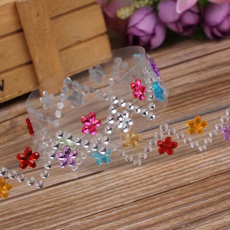 KAVI‘ S 6 Rolls Rhinestone Tape Set Glitter Self-Adhesive Beads Tapes Bling Masking Stickers for Craft, Kids, Scrapbook, DIY, Gift Wrapping (Stars Rays), 18mm