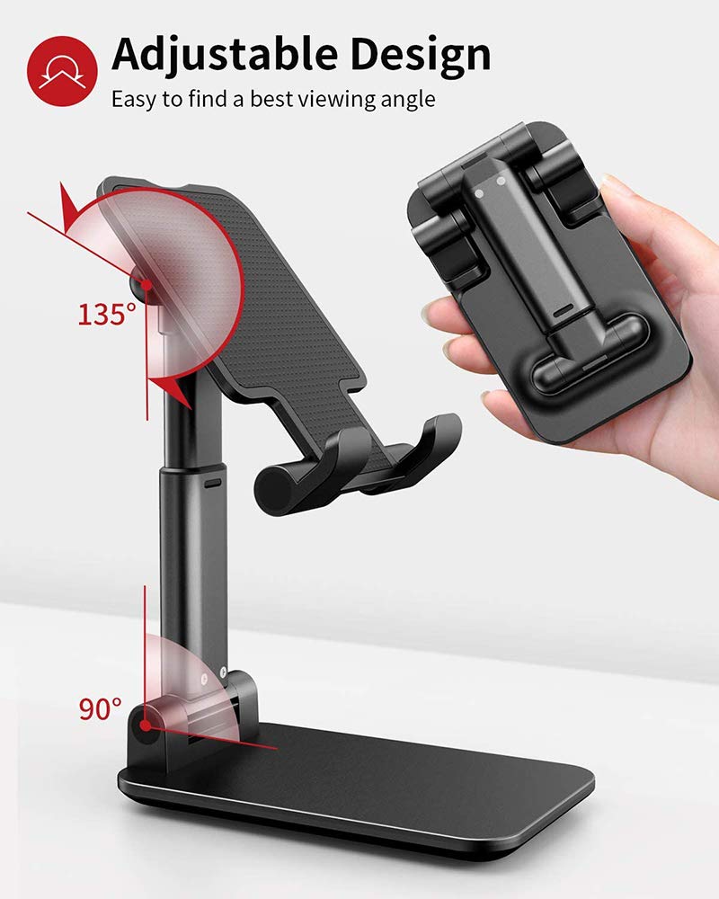 ANDATE Cell Phone Stand, Angle Height Adjustable Cell Phone Stand for Desk, Foldable Cell Phone Holder, Cradle, Dock, Tablet Stand, Case Friendly Compatible with All Mobile Phone/iPad/Kindle/Tablet