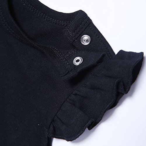 ROMPERINBOX Baby Girl Ruffle Dress Bodysuit Black Summer Newborn Infant Tulle Romper Dresses 0-24 Months (3-6 Months)