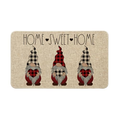 Artoid Mode Home Sweet Home Gnomes Decorative Doormat, Seasonal Holiday Valentine's Day Anniversary Wedding Low-Profile Yard Floor Switch Mat for Indoor Outdoor 17 x 29 Inch