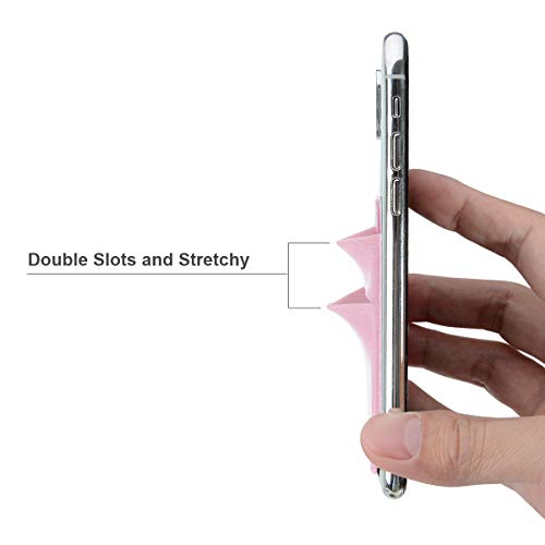 SS 3 Pack Adhesive Phone Card Holder, Stretchy Credit Card Stick on Wallet Pocket Sleeve Suitable for iPhone, Samsung, Most Android Smart Phones (Black Gray Pink)