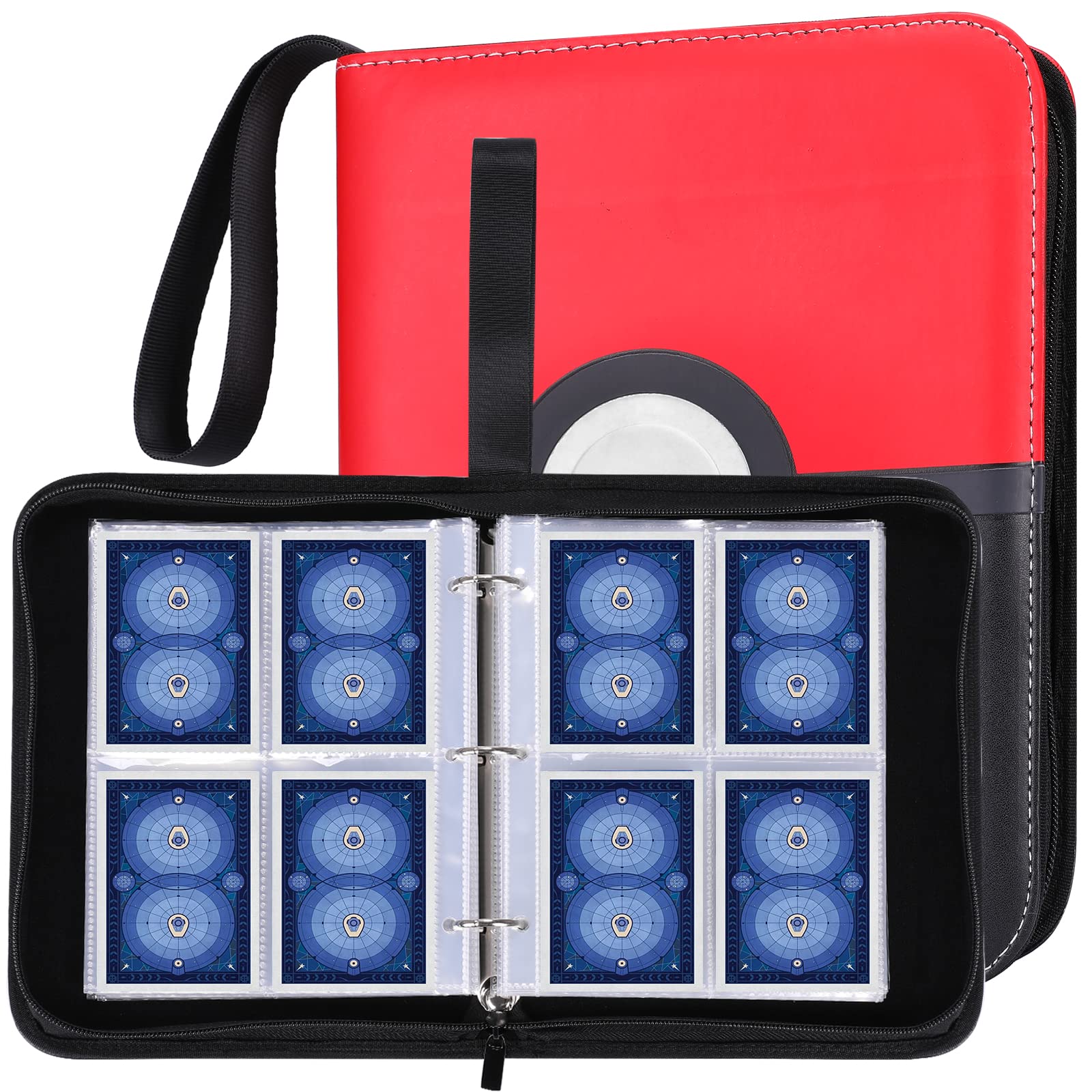 ProCase 4-Pocket Trading Card Binder, 400 Pockets Portable Trading Cards Holder Collector Album with 50 Removable Sheets for Boys Girls –Red