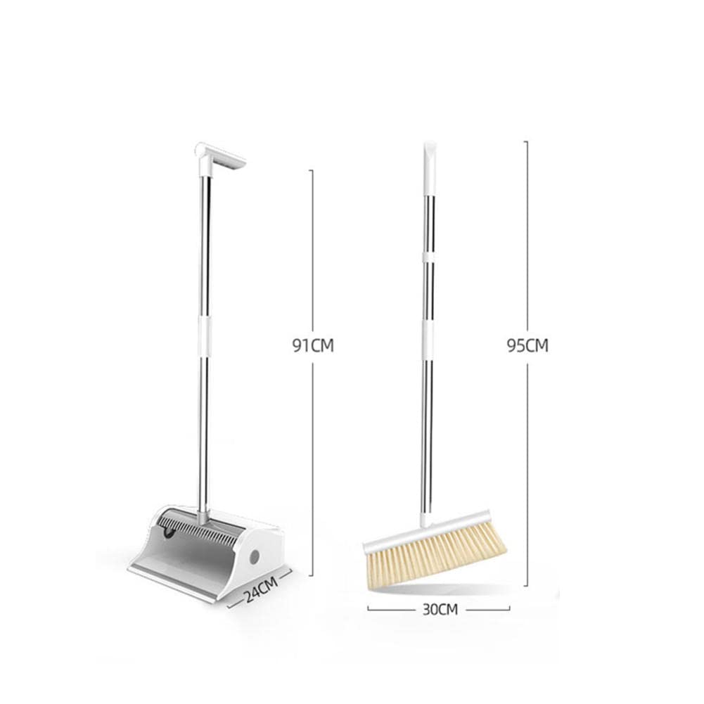 ACGrade Home Broom and Dustpan Cleaning Tools 2pcs Set Household Soft Hair Floor Clean Broom Non-Slip Magnetic Handle Windproof Dustpans Broom with Dustpan Combo Set,for Kitchen, Hall, Interior Floor
