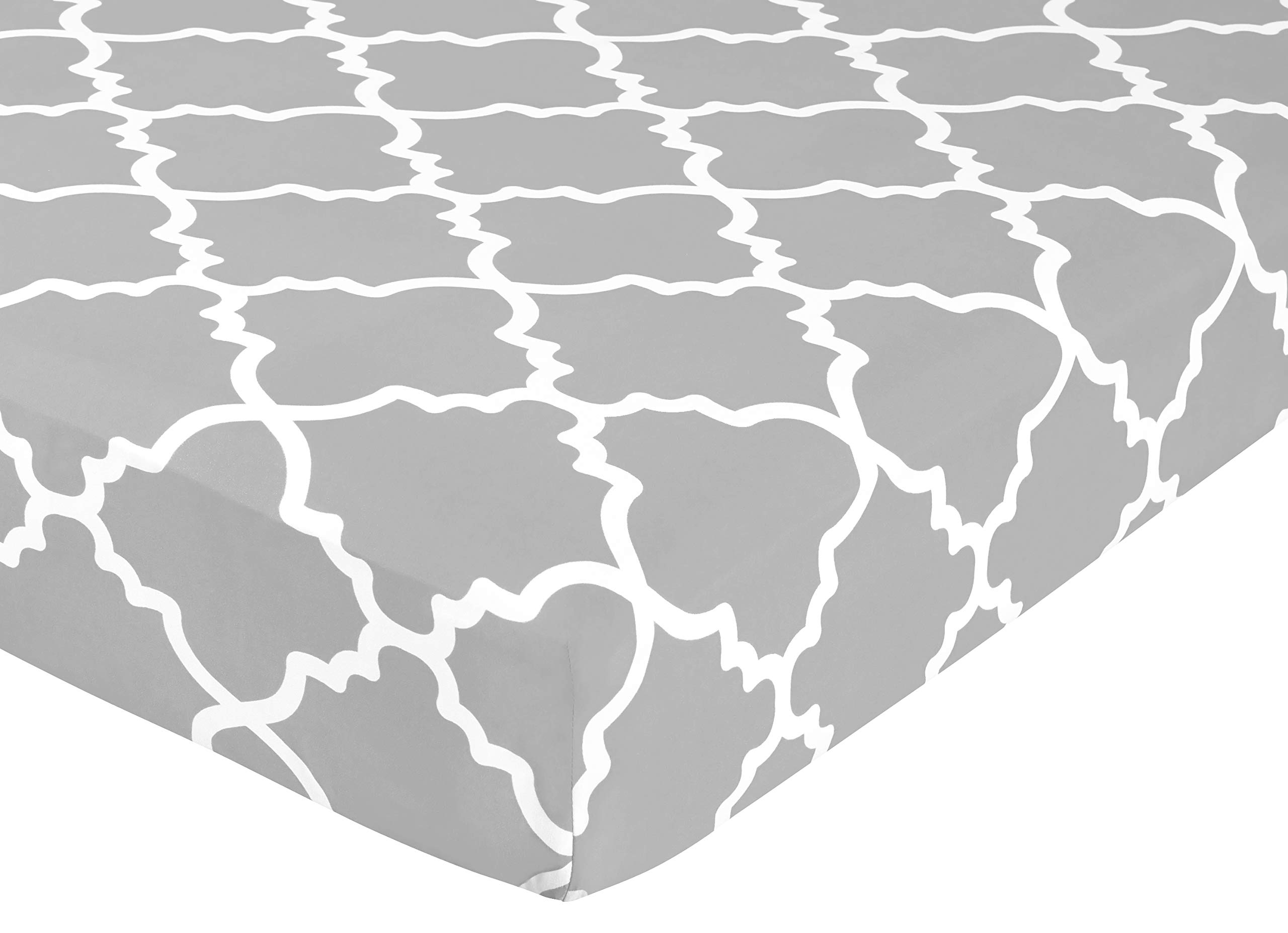 Fitted Crib Sheet for Gray and White Trellis Collection Baby/Toddler Bedding - Trellis Print