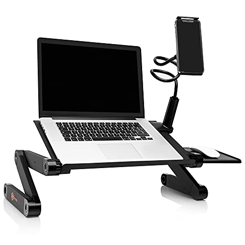 DZHJKIO Laptop Stand for Bed- Portable Laptop Table -Folding Laptop Table - Laptop Stand Adjustable Height with Phone Holder and Mouse Pad Ergonomic Laptop Desk for Couch Computer Riser by Erosso